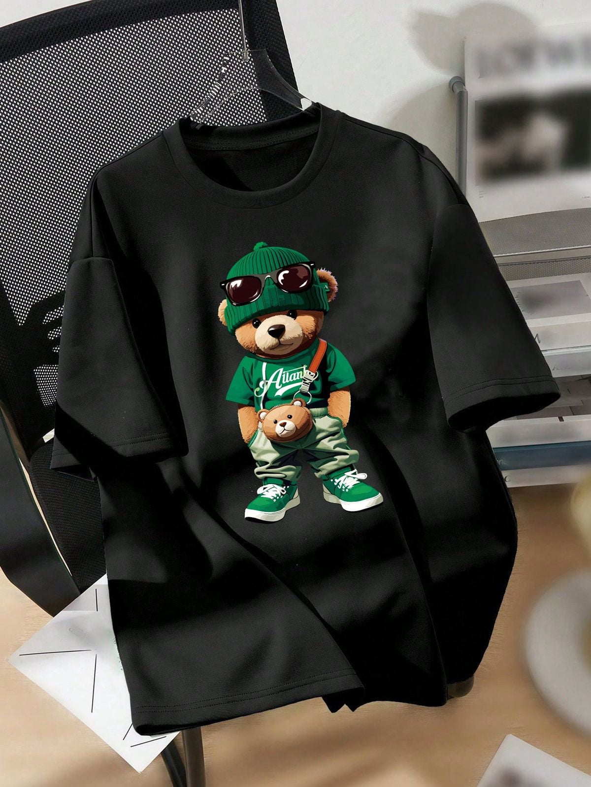 Cool Street Bear Graphic Tee Urban Style Cartoon Outfit Hip-Hop ...