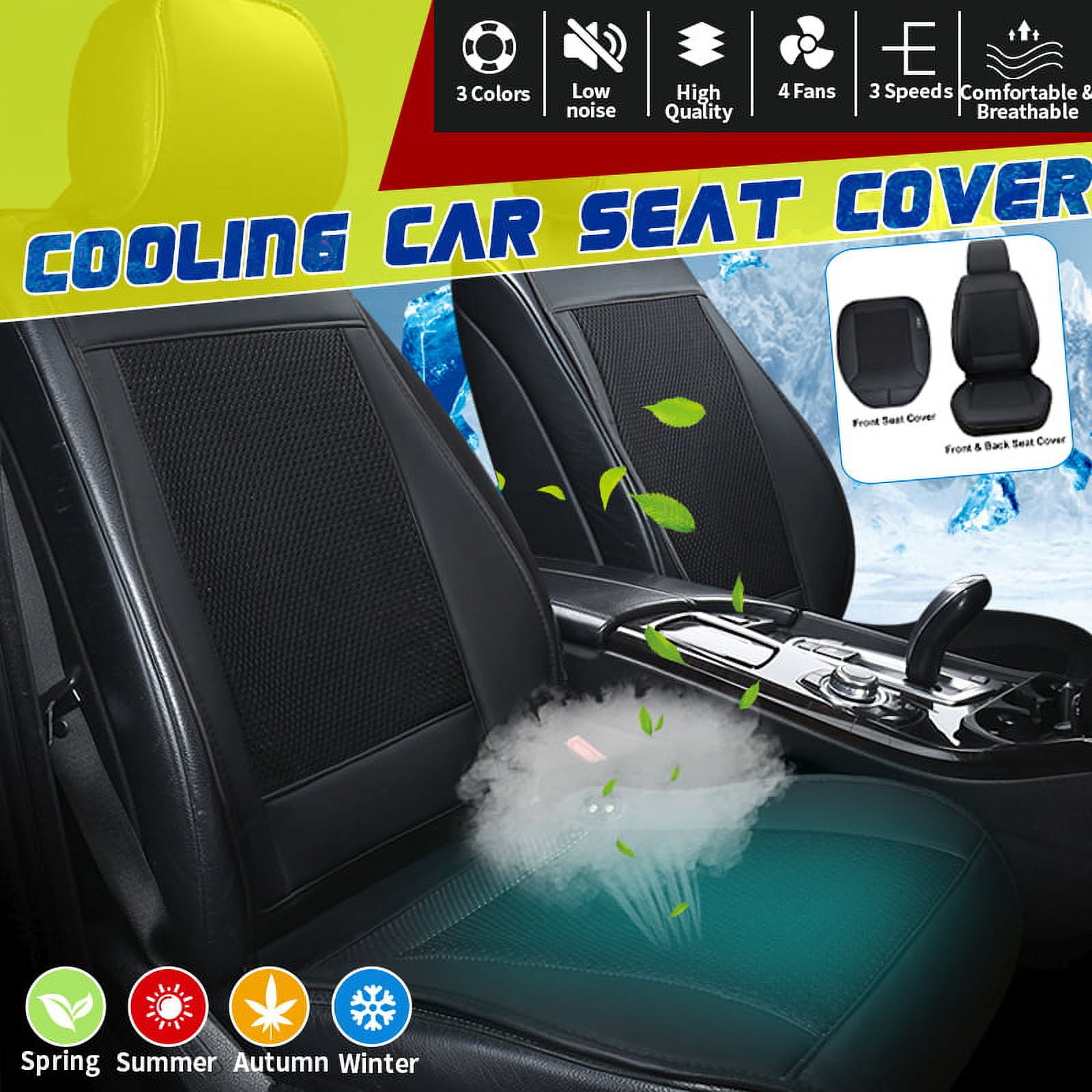 Cool Summer Cooling Car Seat Cushion Black 12V Automotive Adjustable ...