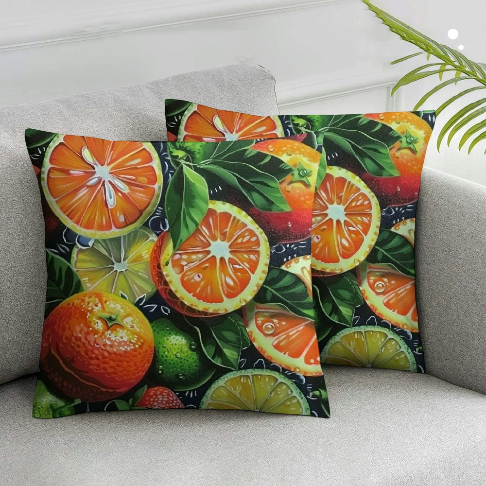 Cool Summer Pillow Covers for Adults Sweet Fruits Theme Orange Kiwi ...