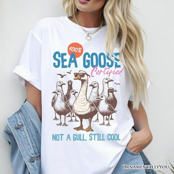Cool Summer Sea Goose Certified T-Shirt, Funny Retro White and Natural ...