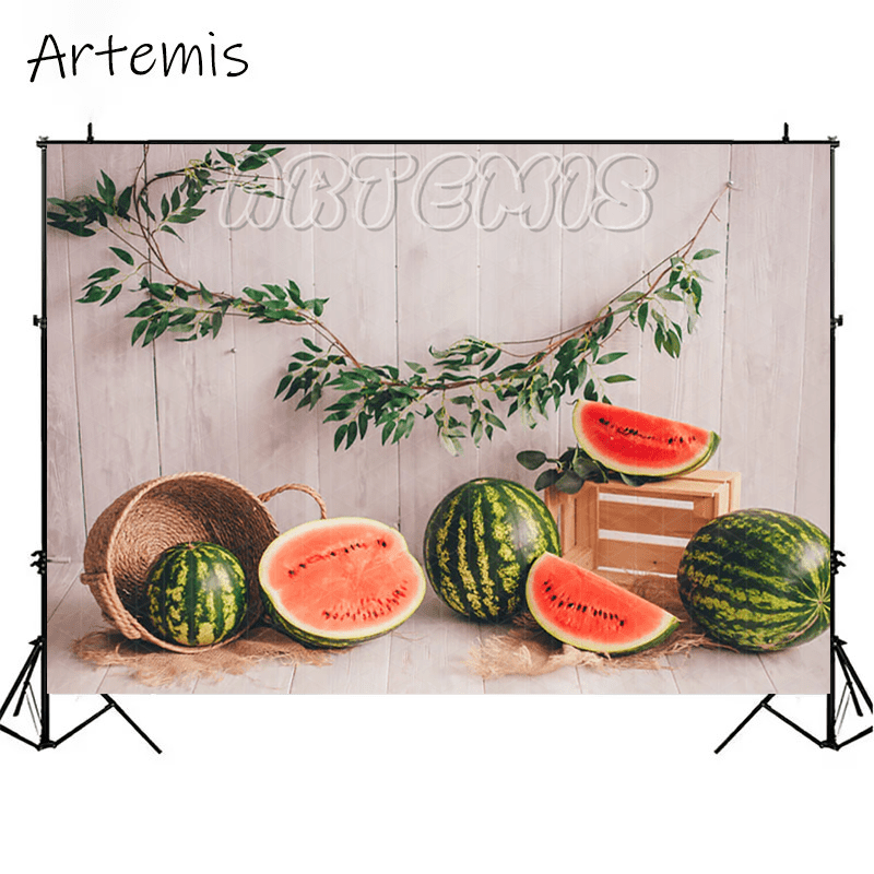 Cool Summer Watermelon Wood Photo Booth Backdrop Vines Cake Smash ...