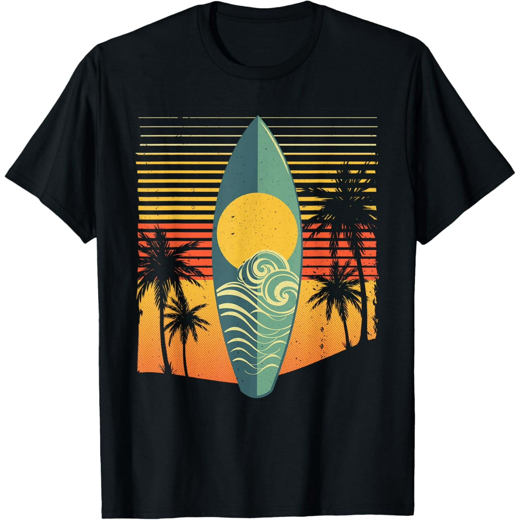 Cool Surfboard For Men Women Surfer Retro Surf Sunset Beach T-Shirt ...