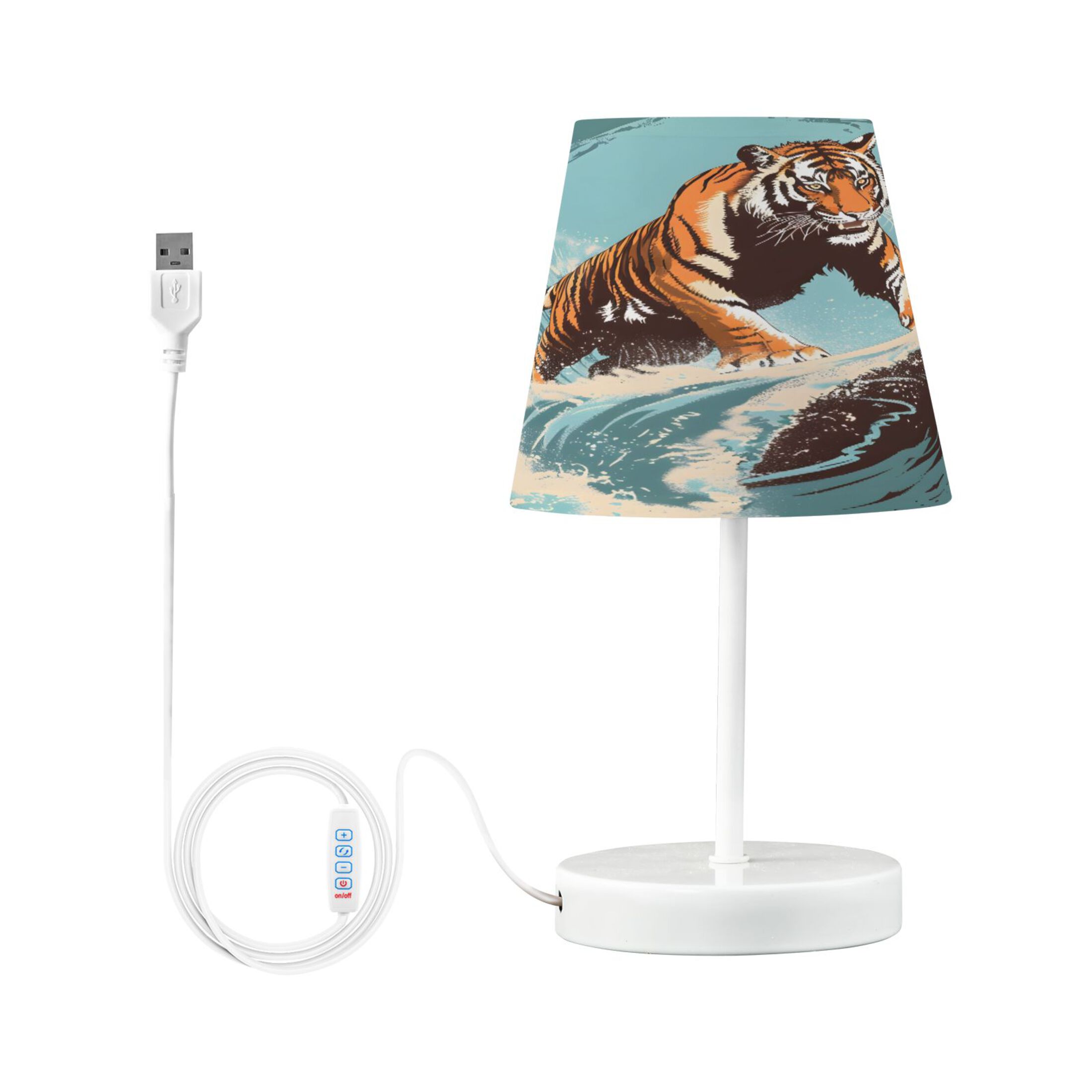 Cool Surfing Tiger Desk Lamp LED Table Nightstand Lamps with 3 Color ...