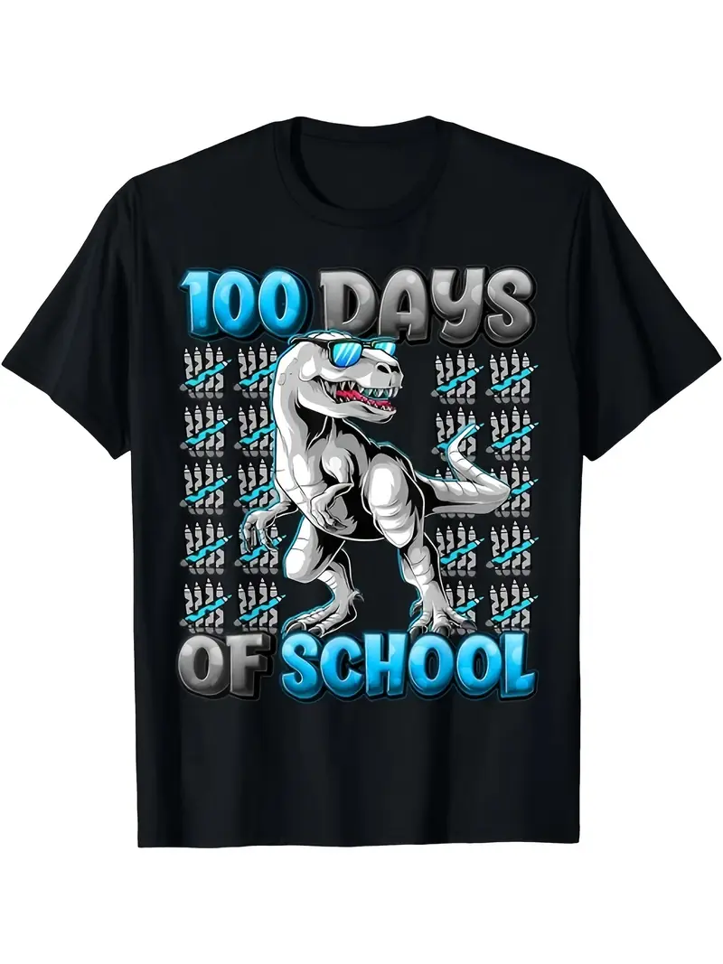 Cool T-Rex Dinosaur 100 Days of School Teacher Student Unisex Short ...