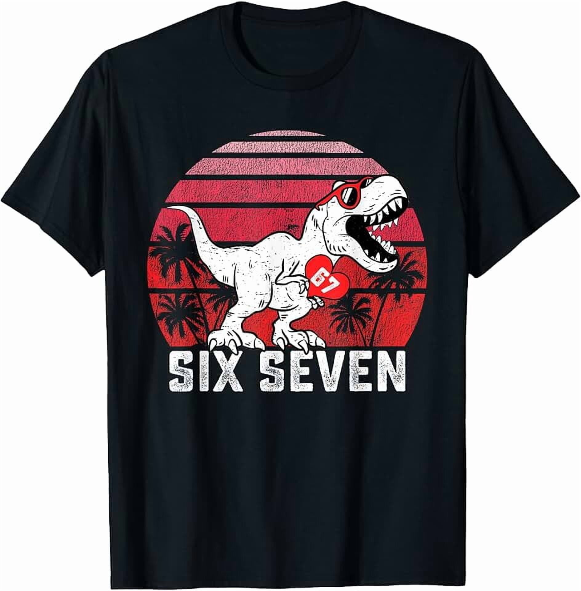 Cool T-Rex Dinosaur Six Seven 67 Sunset Men Graphic Short Sleeve T ...