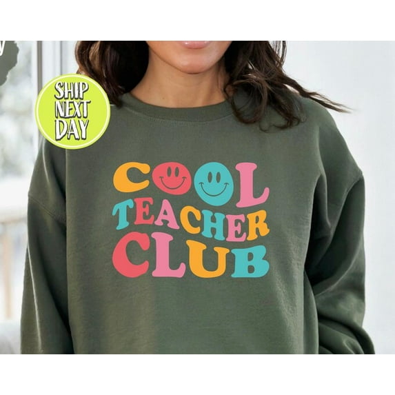 Cool Teachers Club Smiley Face Sweatshirt, Teacher Appreciation Sweater ...