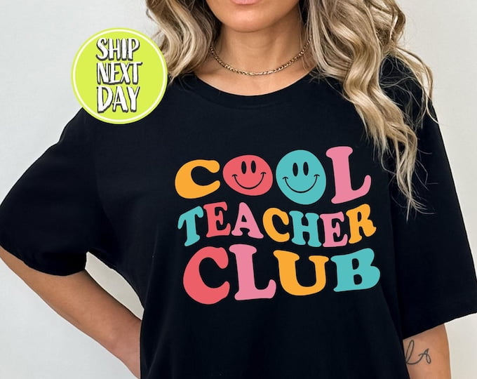 Cool Teachers Club Smiley Face Tshirt, New Teacher s, Retro Teacher ...
