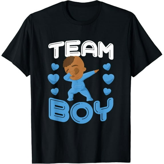 Cool Team Boy Gender Reveal Dabbing Black Baby It's A Boy T-Shirt ...