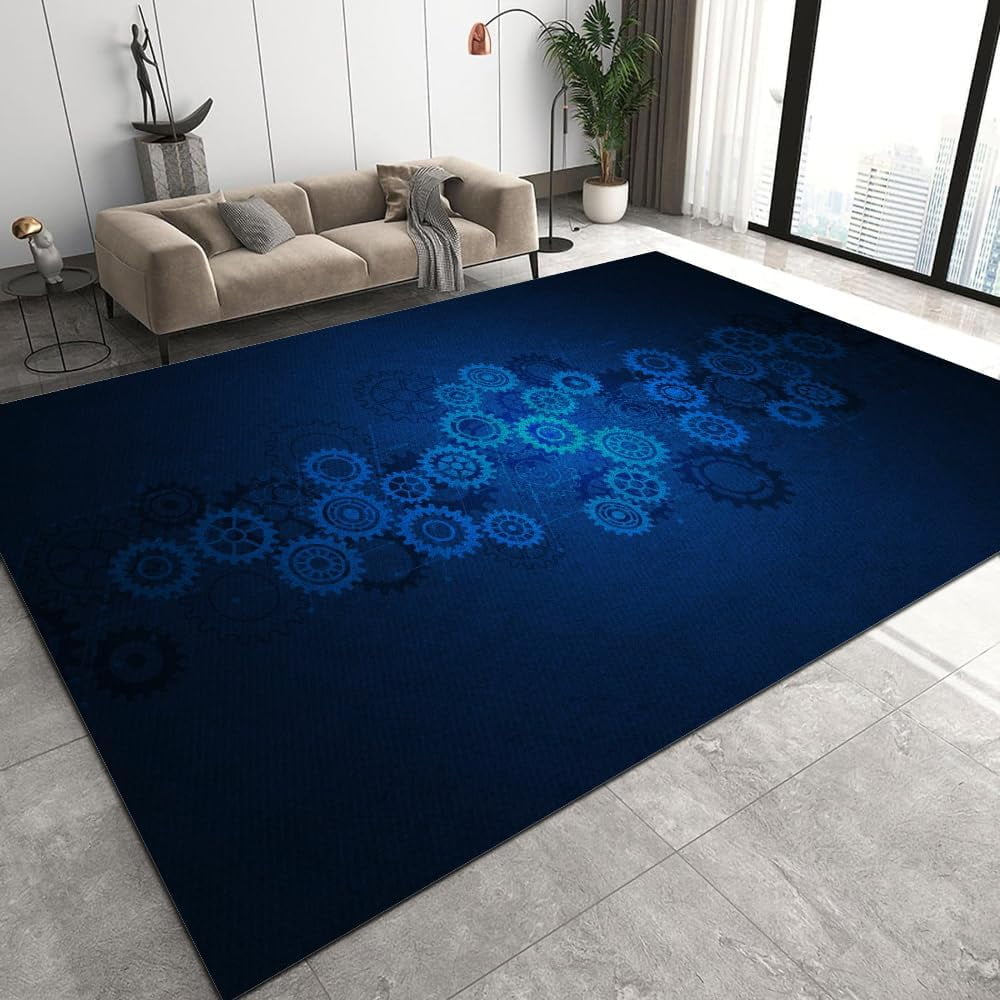 Cool Technology Gear Pattern Area Rug, Sci-Fi Mechanical Pattern Design ...