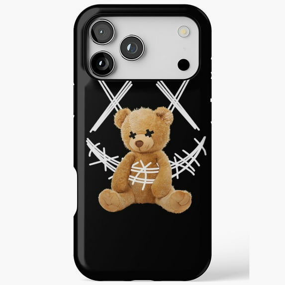Cool Teddy Bear Cartoon Art Phone Case for iPhone 11 12 13 14 15 16 17 ...