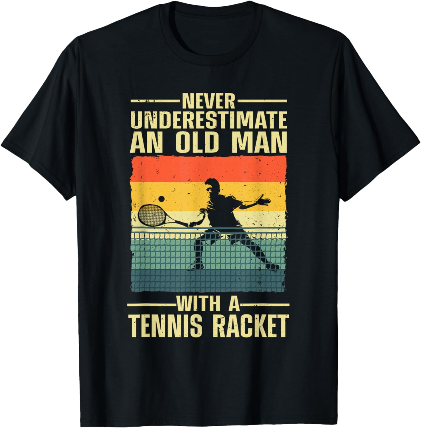 Cool Tennis Art For Grandpa Men Tennis Player Racket Sport T-Shirt ...