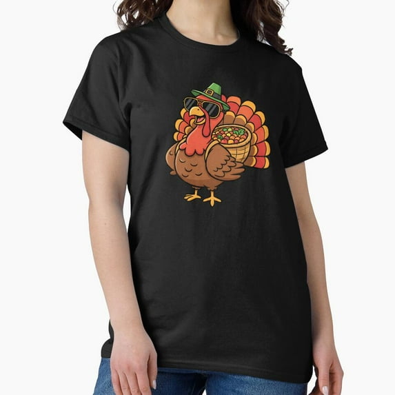 Cool Thanksgiving Turkey, Funny Holiday Bird Art, Cartoon Autumn M22257 ...