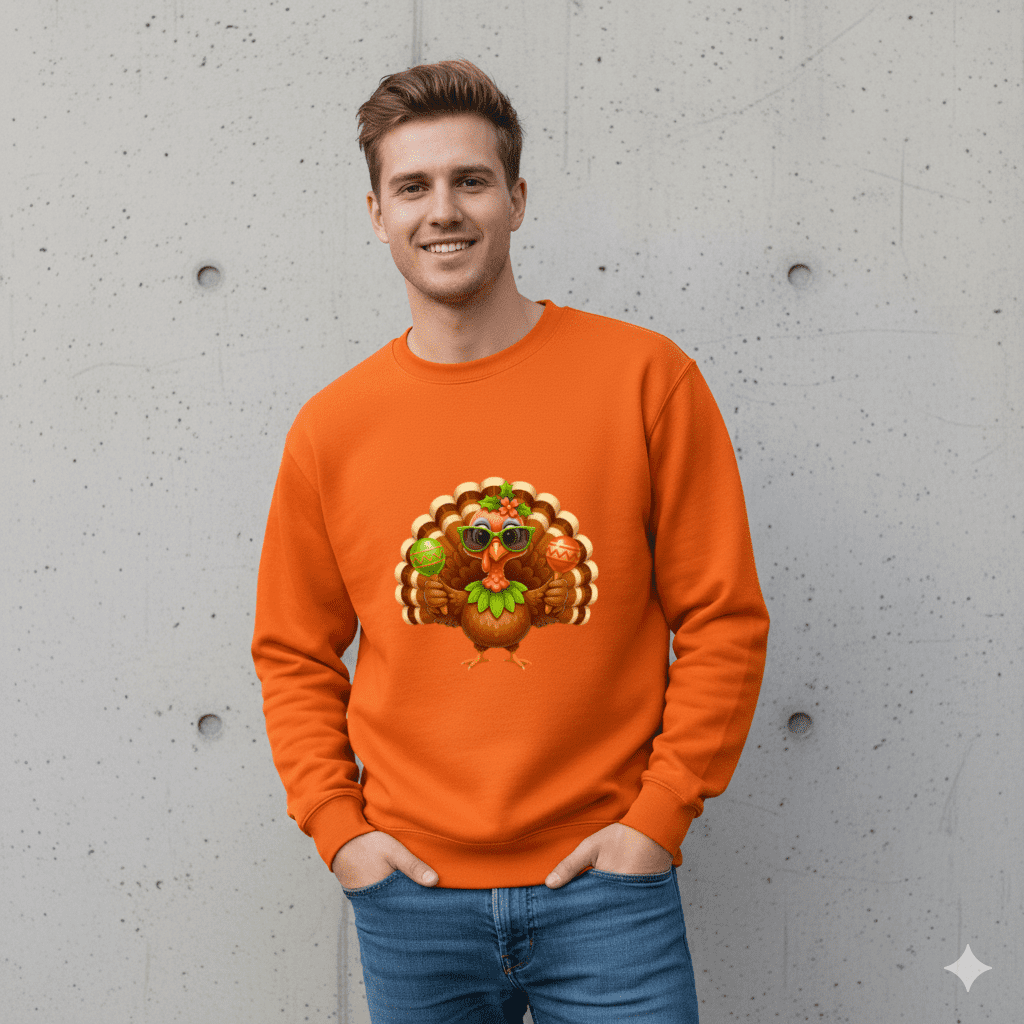 Cool Thanksgiving Turkey with Maracas Festive Holiday Sweatshirt, up to ...