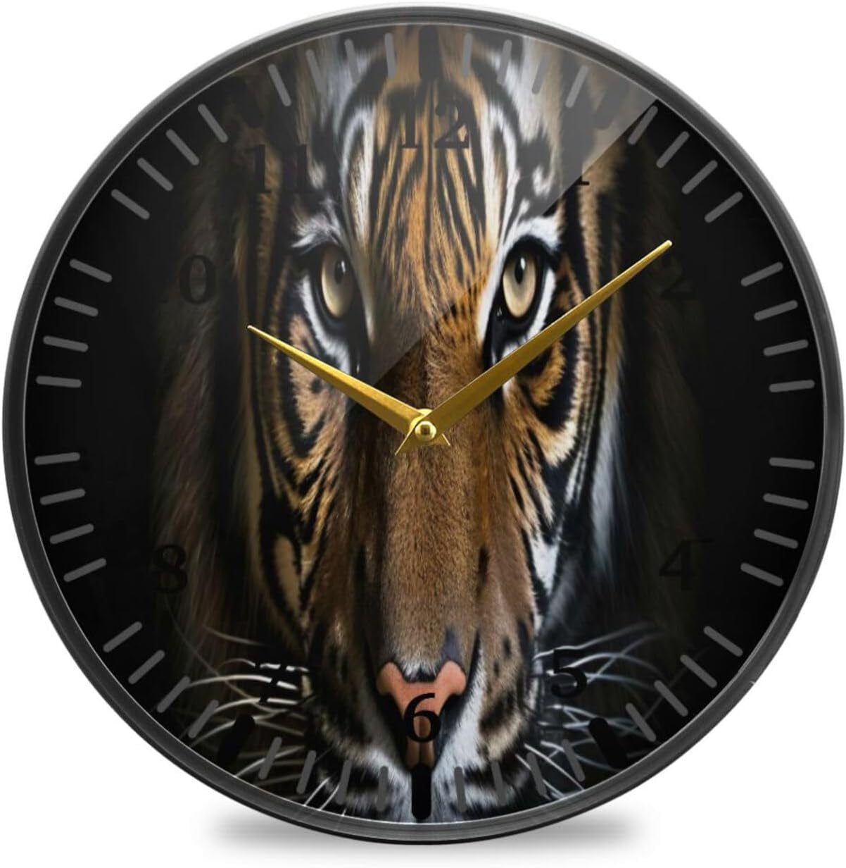 Cool Tigers Wall Clock Silent Non-Ticking Round 12 Inch Quartz Battery ...