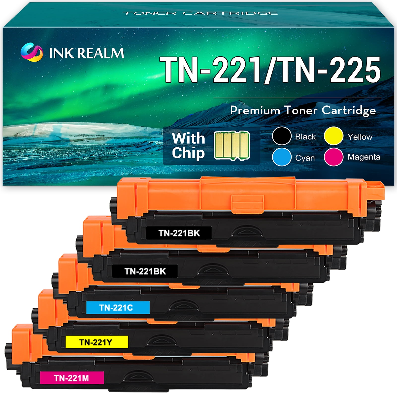 Cool Toner 5-Pack Compatible Toner for Brother TN-221 TN-225 TN-221BK ...