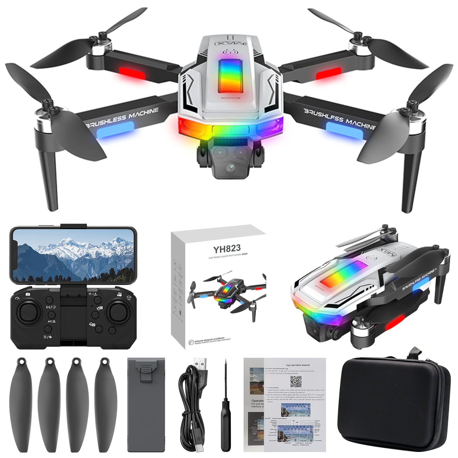 Cool Toys, FPV Drone with Esc Camera Brushless Motor and Cool Lights ...