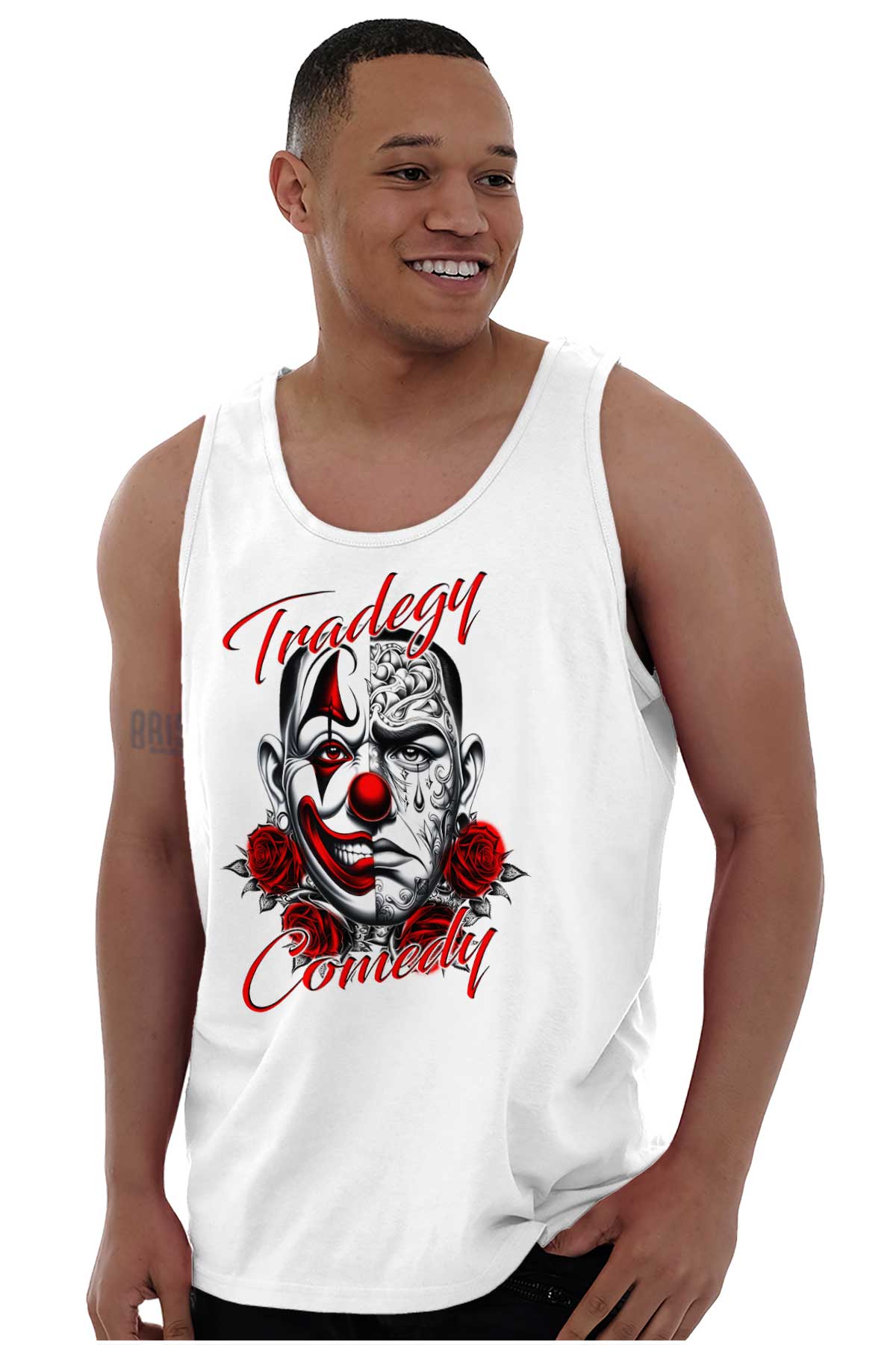 Cool Tragedy Comedy Clown Tattoo Tank Top T Shirts Men Women Brisco ...
