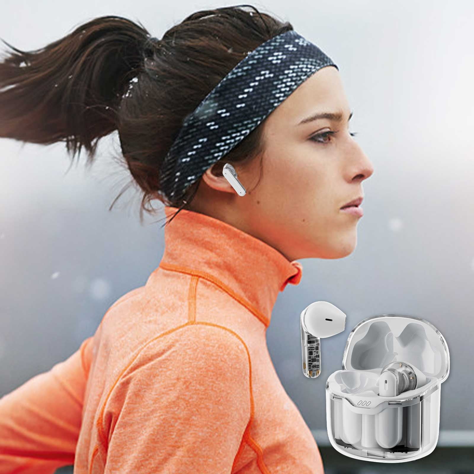 Cool Transparent Bluetooth Headset Suspended Breath Light Wireless In ...