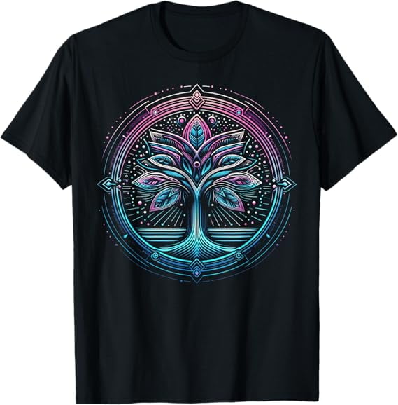 Cool Tree of Life Symbol In Retrofuturism Art Style Women T-Shirt ...