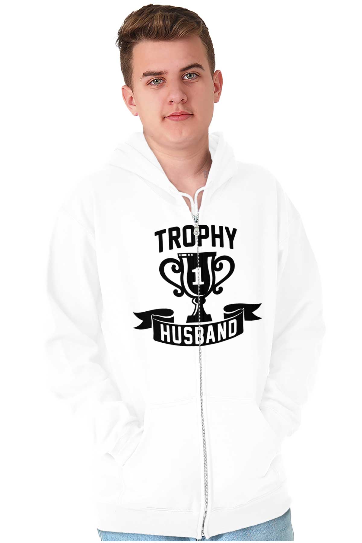 Cool Trophy Husband Number 1 Hubby Men's Big & Tall Graphic Zip Up ...