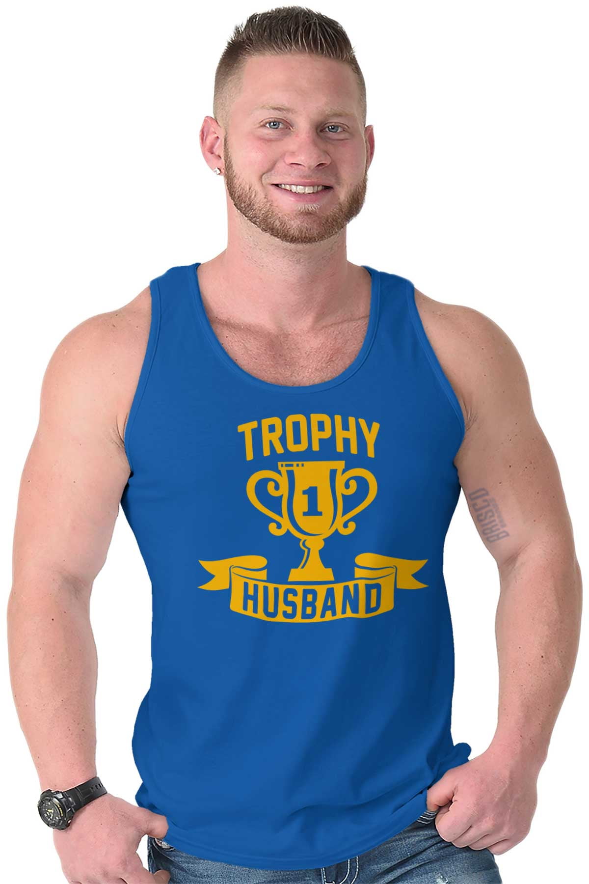 Cool Trophy Husband Number 1 Hubby Men Big & Tall Tank Top Brisco ...