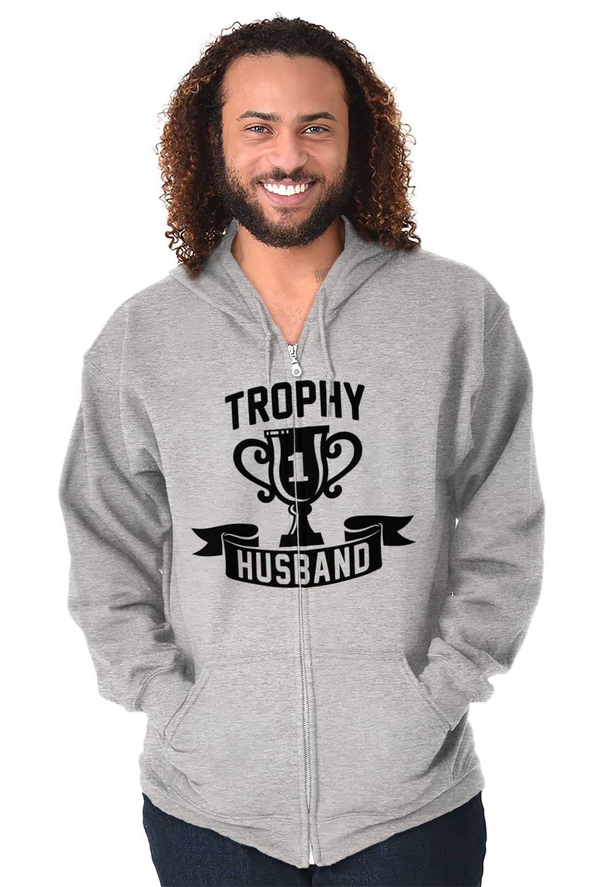 Cool Trophy Husband Number 1 Hubby Men Big & Tall Zip Hoodie Brisco ...