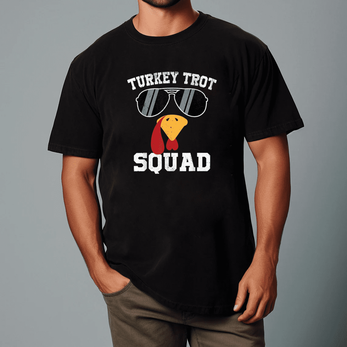 Cool Turkey Face Thanksgiving Trot Squad Run Family Match up to Size ...