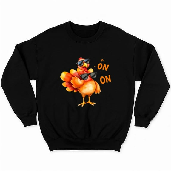 Cool Turkey Feast Mode On Funny Thanksgiving Cartoon Graphic Print ...