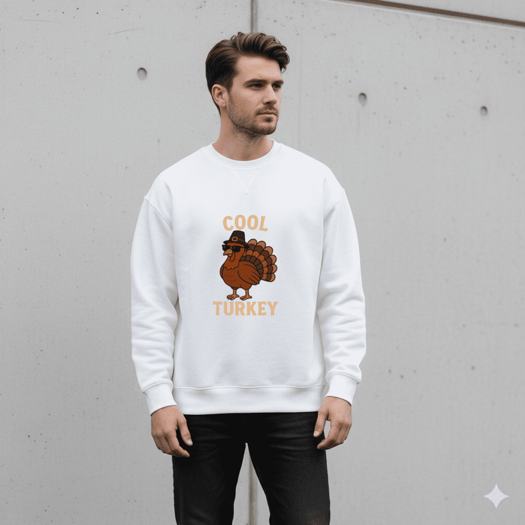 Cool Turkey with Shades Festive Feast Celebration Style Sweatshirt, up ...