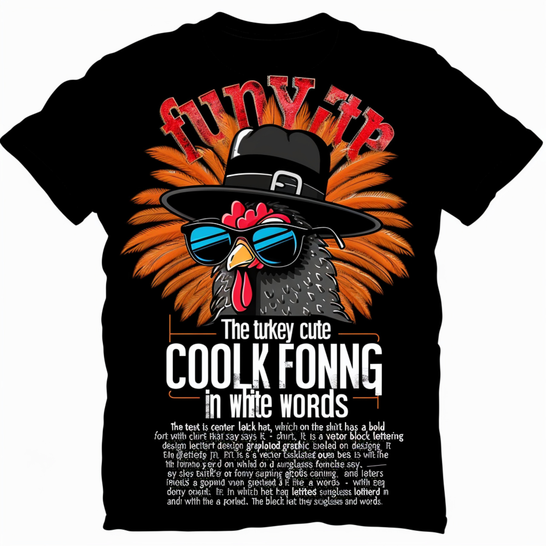 Cool Turkey with Shades and Hat Graphic Tee Unique Design for Turkey ...
