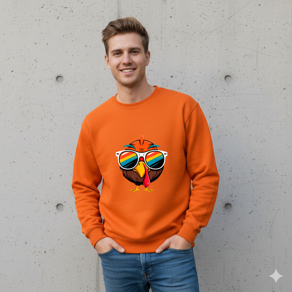 Cool Turkey with Sunglasses Funny Feast Celebration Sweatshirt, up to ...
