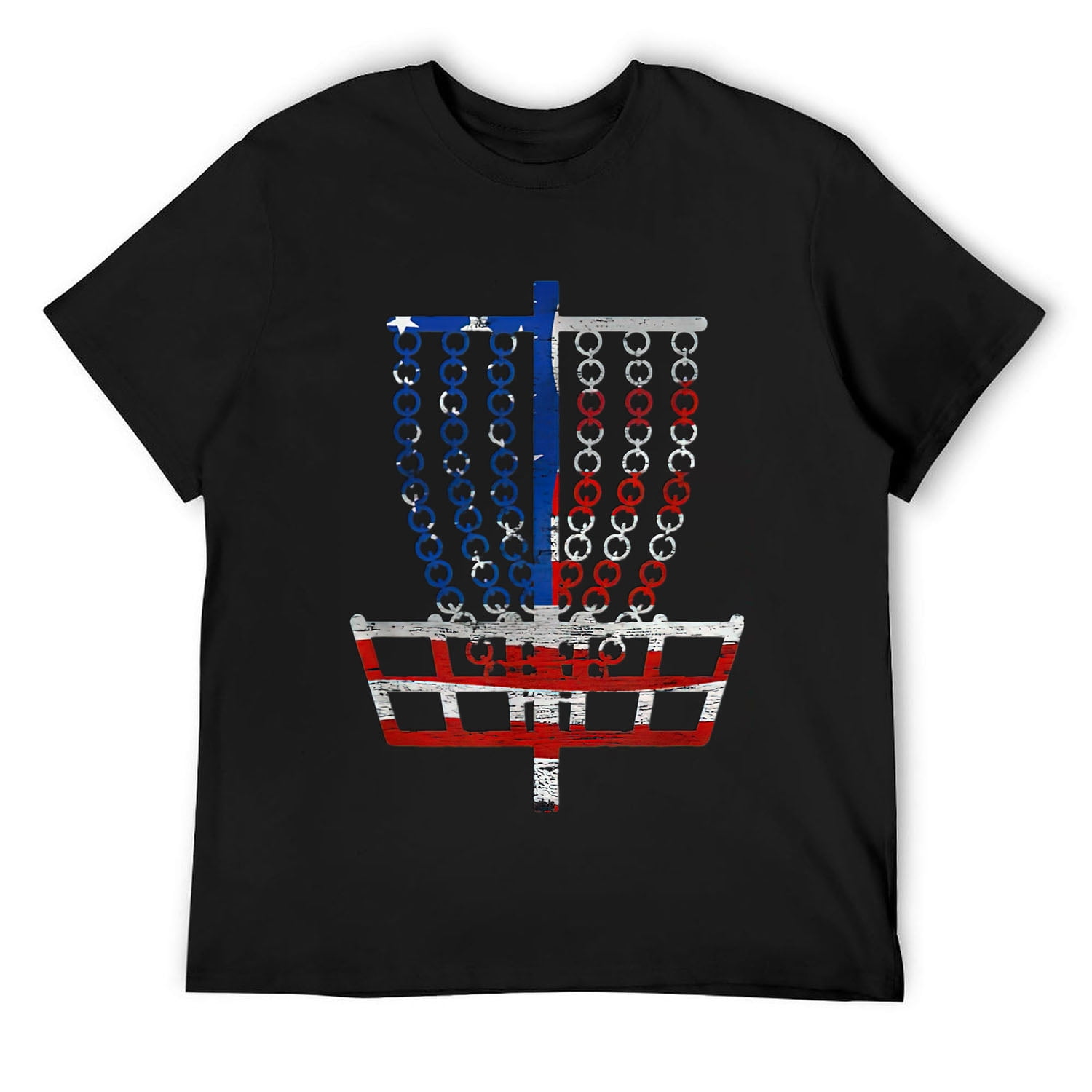 Cool US Flag Disc Golf Basket - Fourth of July Disc Golfer Mens T-Shirt ...