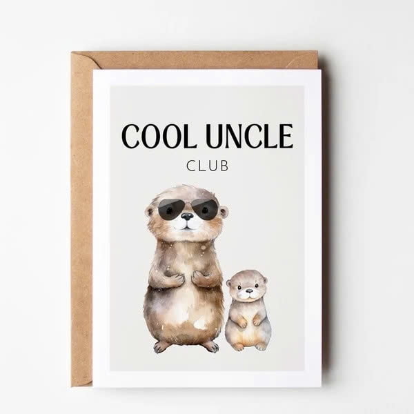 Cool Uncle Club Greeting Card – Adorable Otter Design with Sunglasses ...