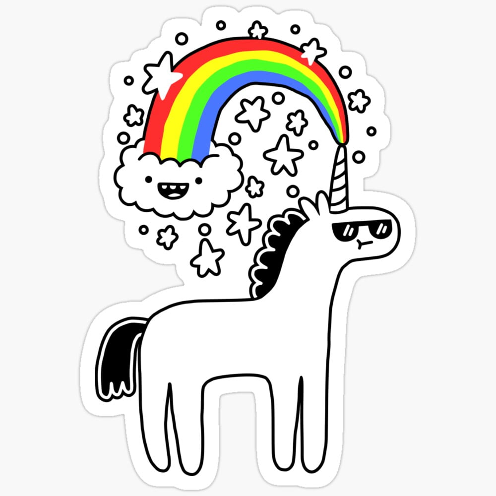 Cool Unicorn Sticker Phone Decal Water Bottle Stickers Car Decals ...