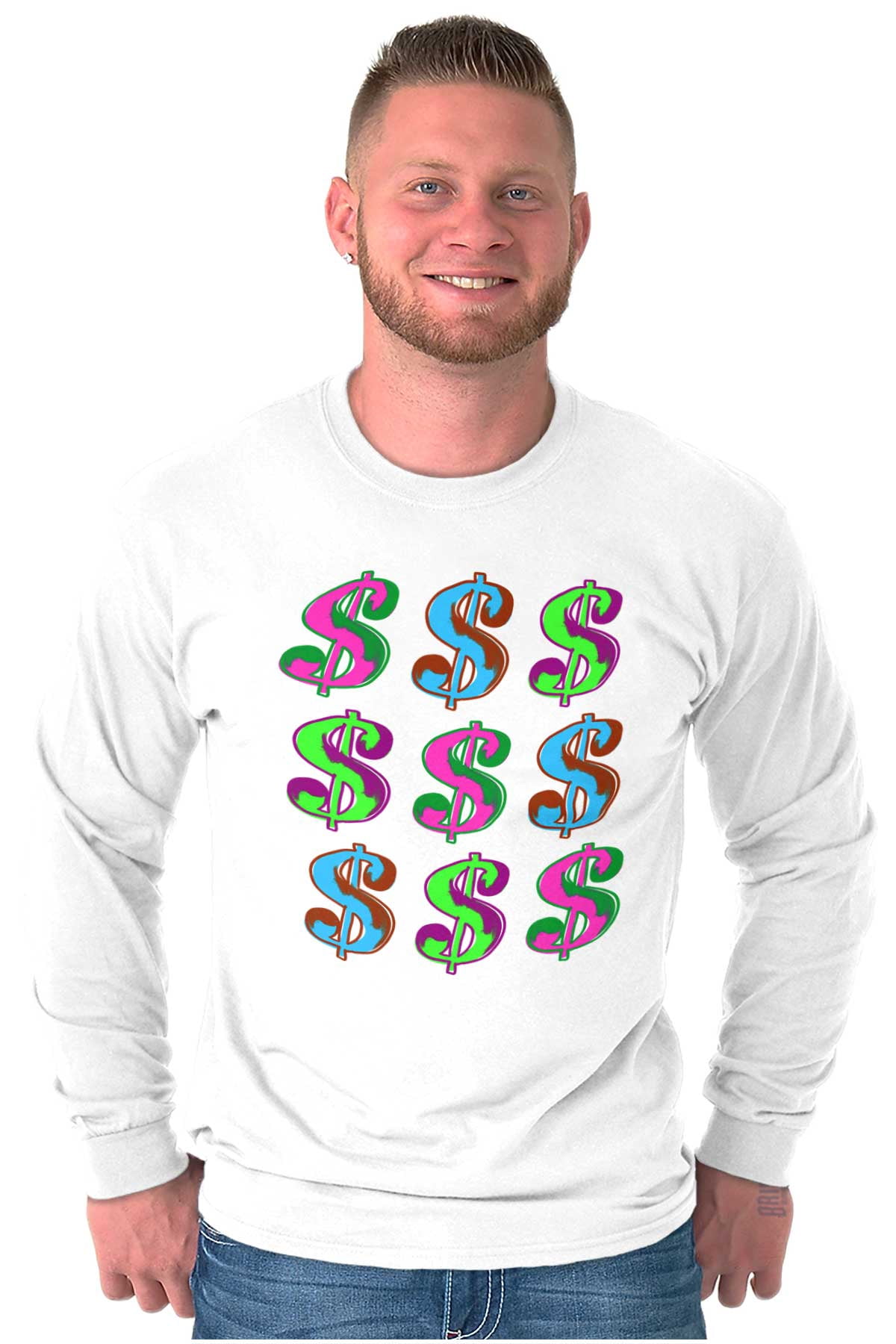 Cool Urban Cash Money Dollar Sign Long Sleeve TShirt Men Women Brisco ...