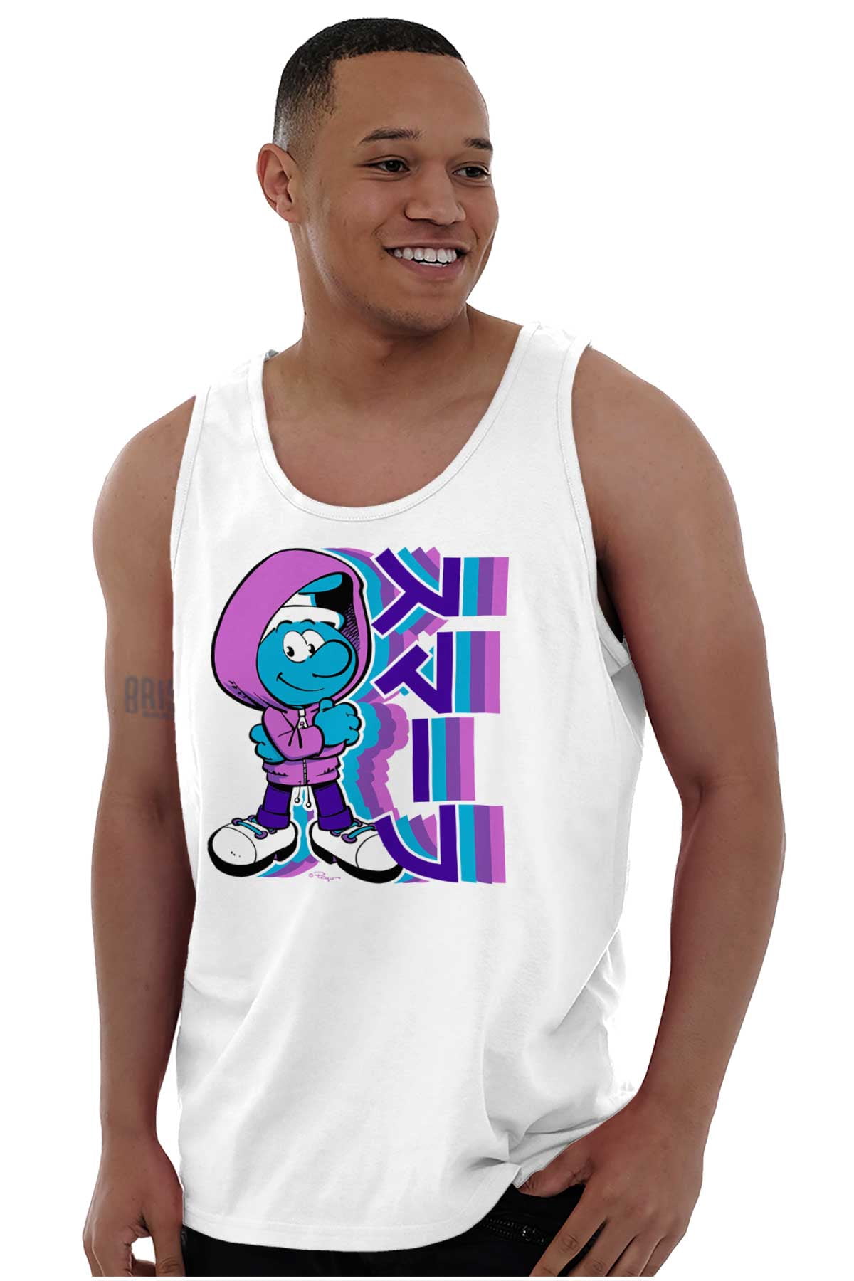 Cool Urban Kanji Smurf Cartoon Tank Top T Shirts Men Women Brisco ...
