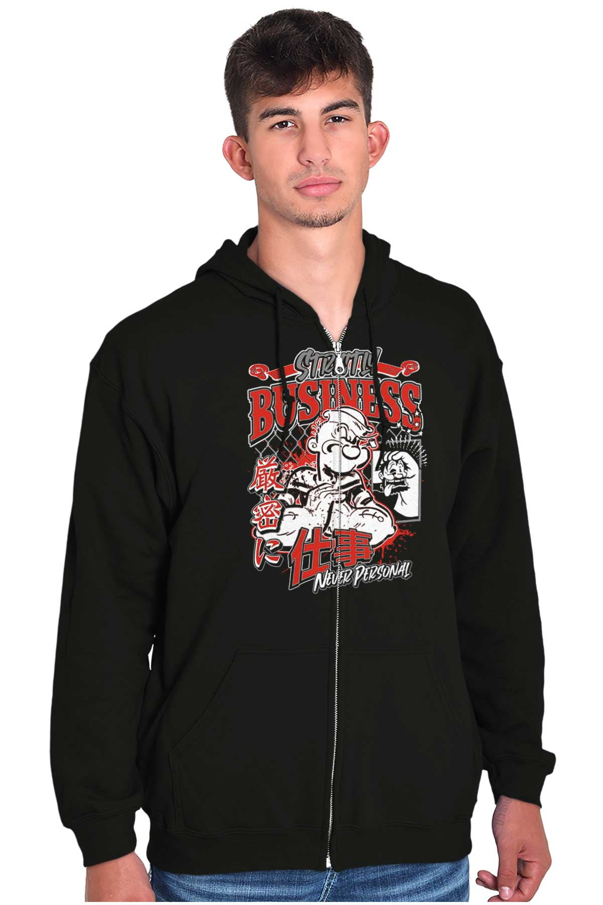 Cool Urban Popeye Strictly Business Zip Hoodie Sweatshirt Men Brisco ...
