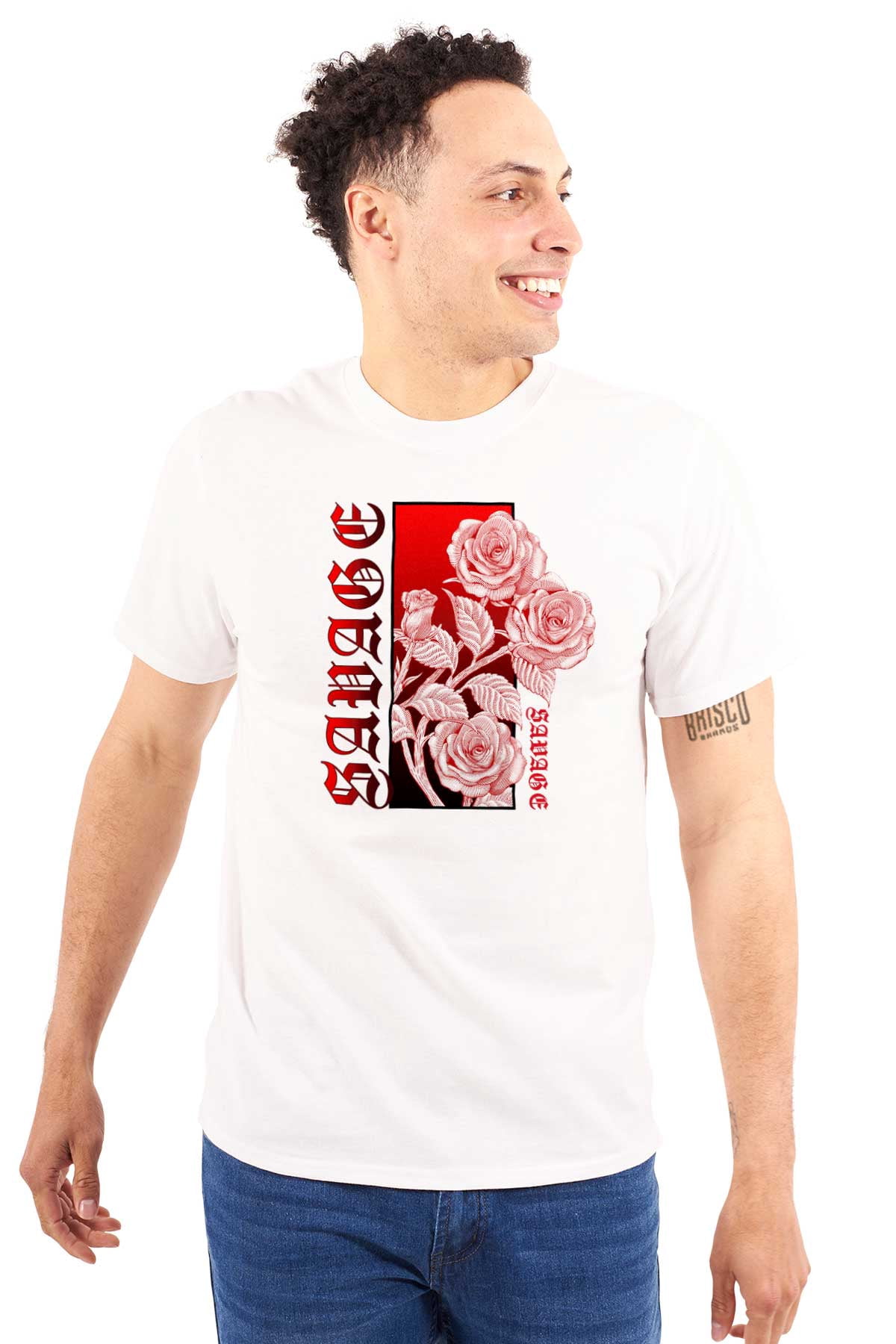 Cool Urban Streetwear Savage Roses Men's Graphic T Shirt Tees Brisco ...