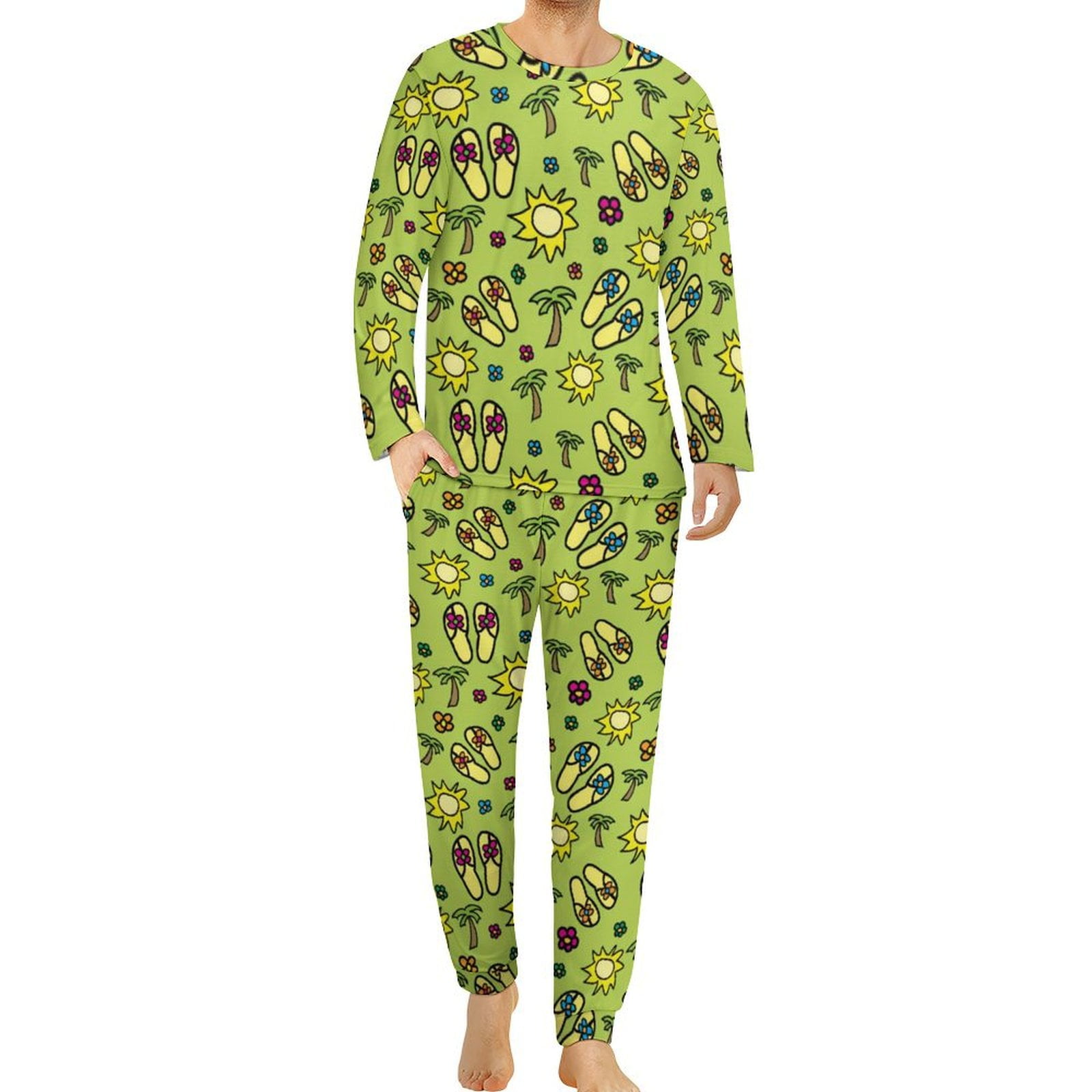 Cool Vaion Pajamas Autumn Colorful Flip Flops Aesthetic Nightwear Mens ...