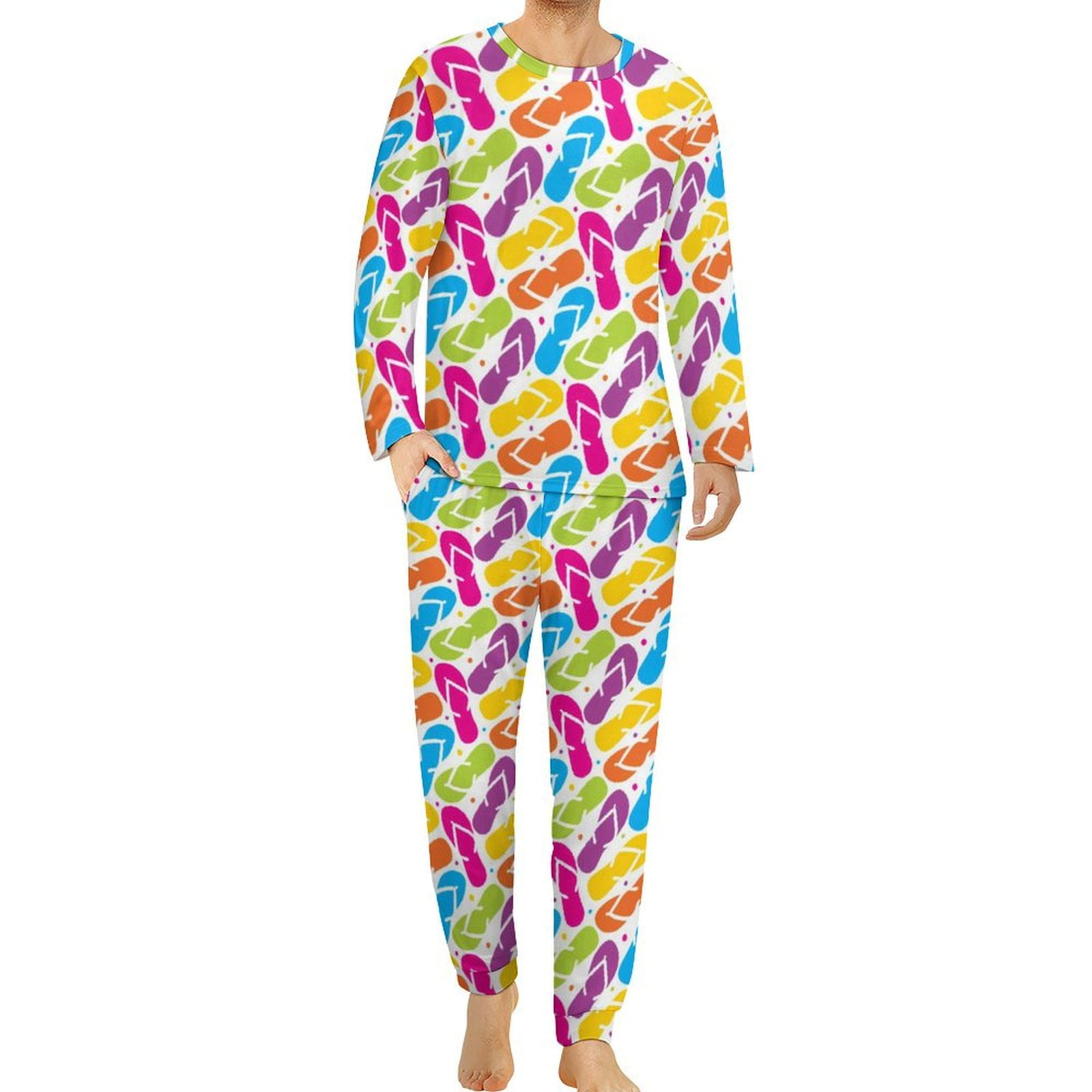 Cool Vaion Pajamas Autumn Colorful Flip Flops Aesthetic Nightwear Mens ...