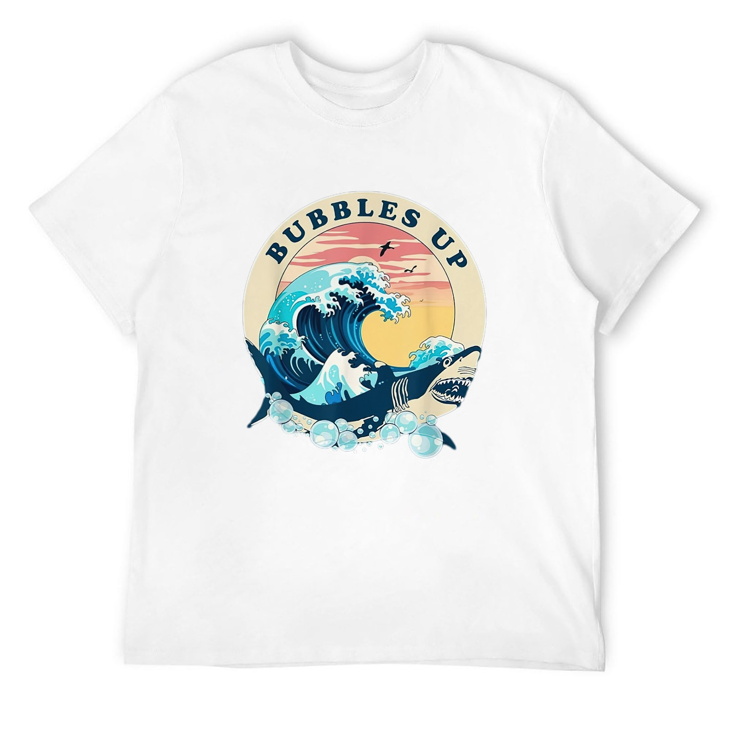 Cool Vintage Bubbles Up Shark For Men T-Shirt White Small - Walmart.com