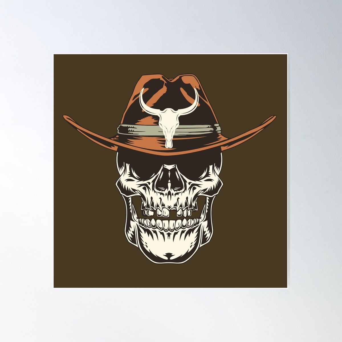 Cool Vintage Rustic Rodeo Cowboy Skull Western Poster Wall Art, Modern ...