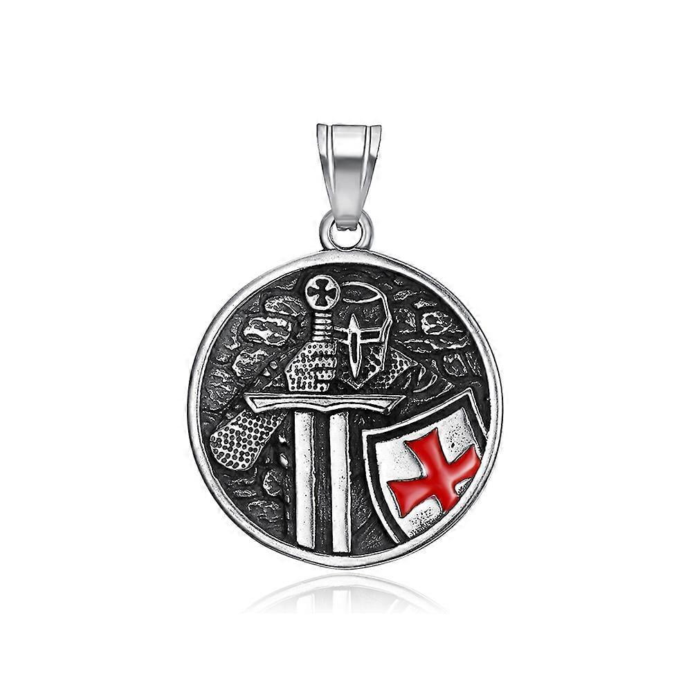 Cool Vintage Stainless Steel Armor Shield Knight Templar Cross Pendant ...