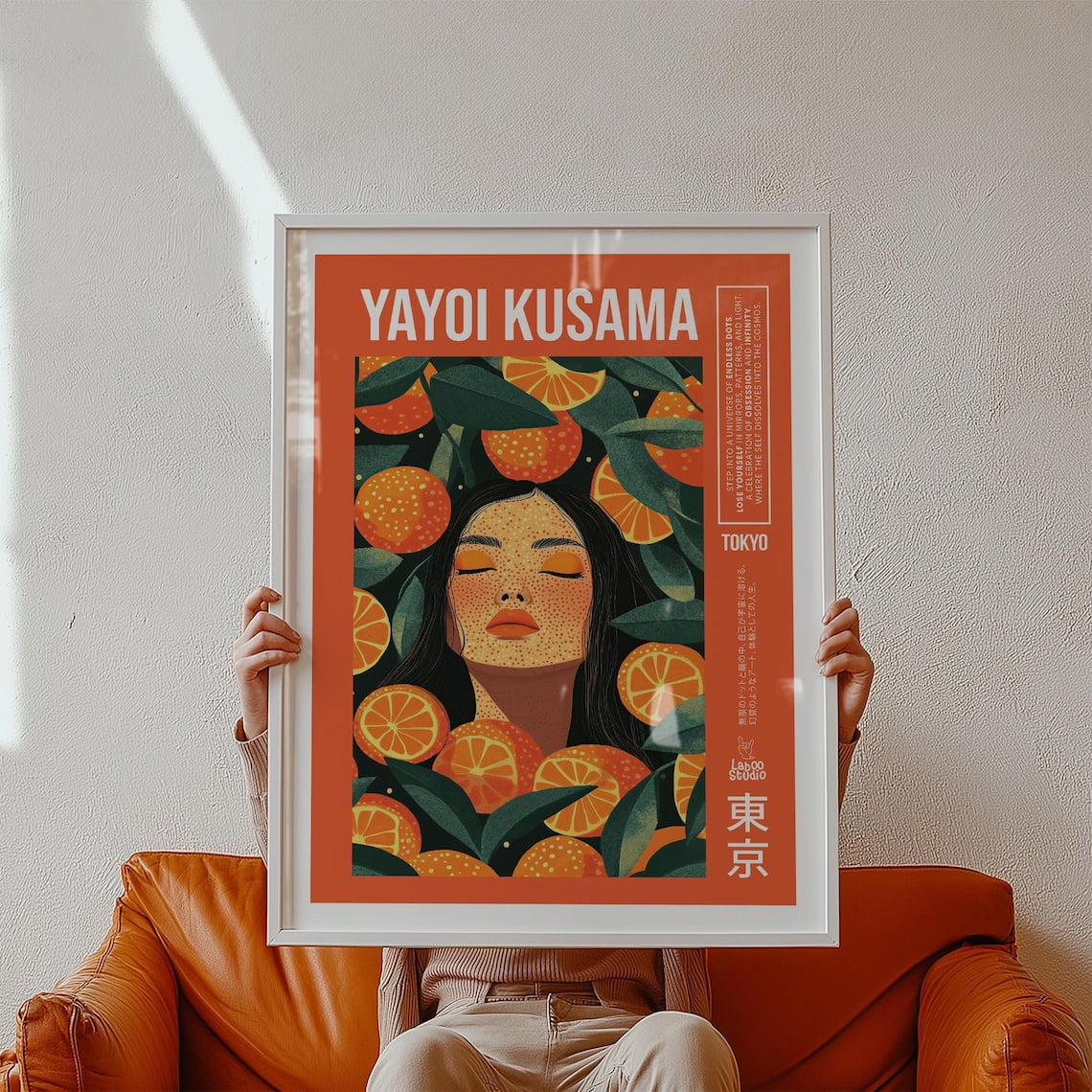 Cool Wall Art – Modern Pop Art Print Of Woman With Oranges Inspired By Yayoi Kusama, Bold Orange ...