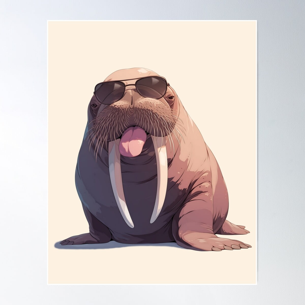 Cool Walrus With Attitude Poster Wall Art, Modern Wall Decor For Living Room Bedroom, 12x18 ...