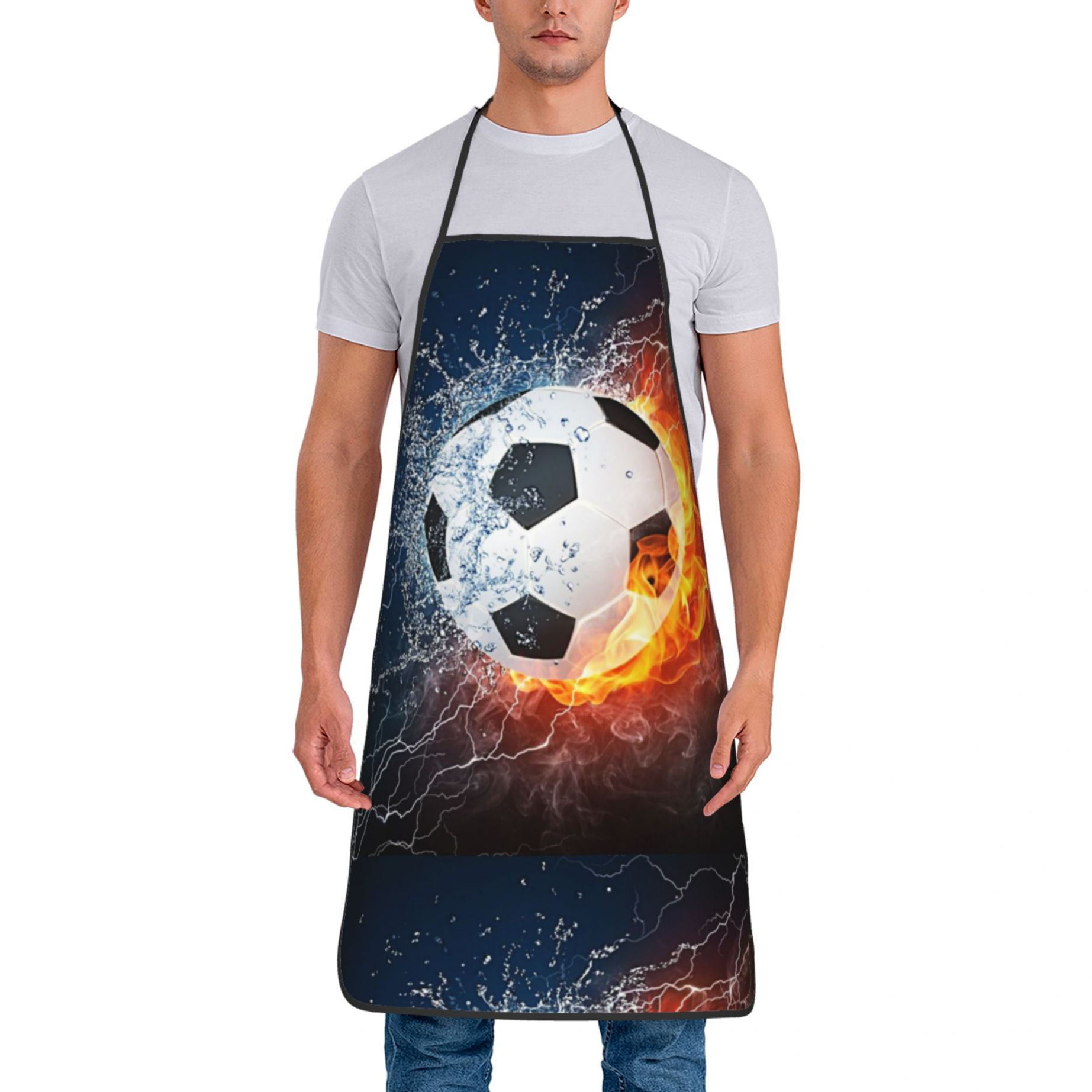 Cool Water Fire Soccer Football Aprons for Women Men Waterproof Apron ...