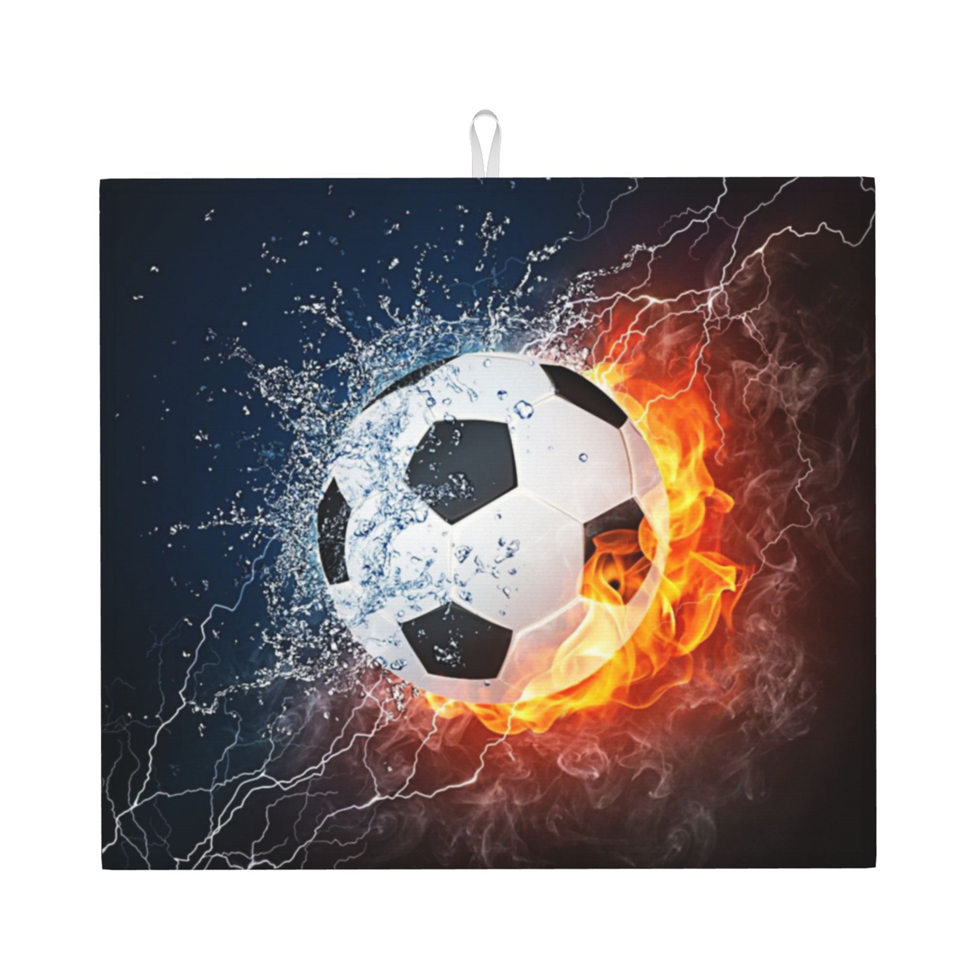 Cool Water Fire Soccer Football Microfiber Kitchen Counter Mat,Dish ...