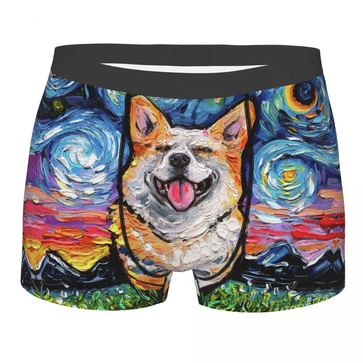 Cool Welsh Corgi Bubble Tea Dog Boxers Shorts Panties Male Underpants ...