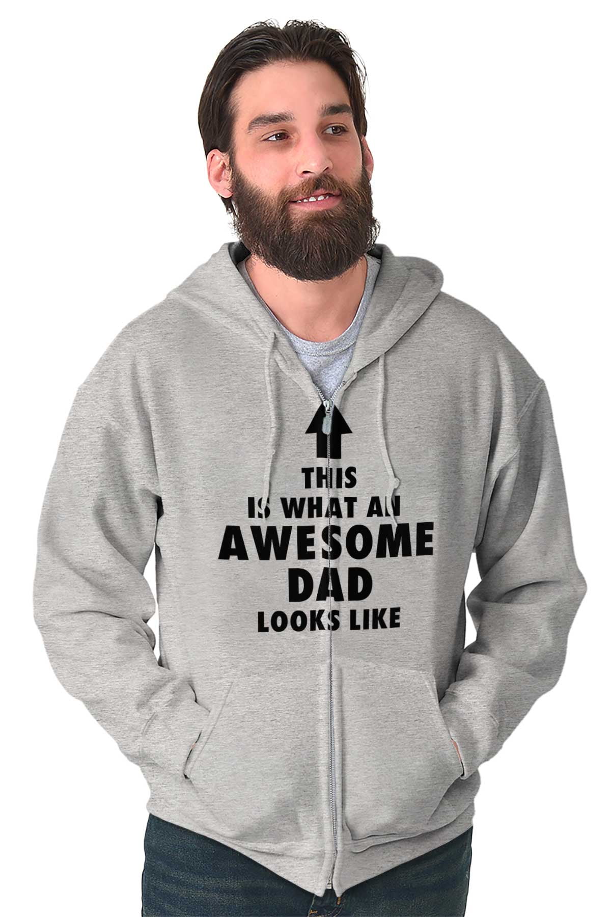 Cool What an Awesome Dad Looks Like Zip Hoodie Sweatshirt Men Brisco ...