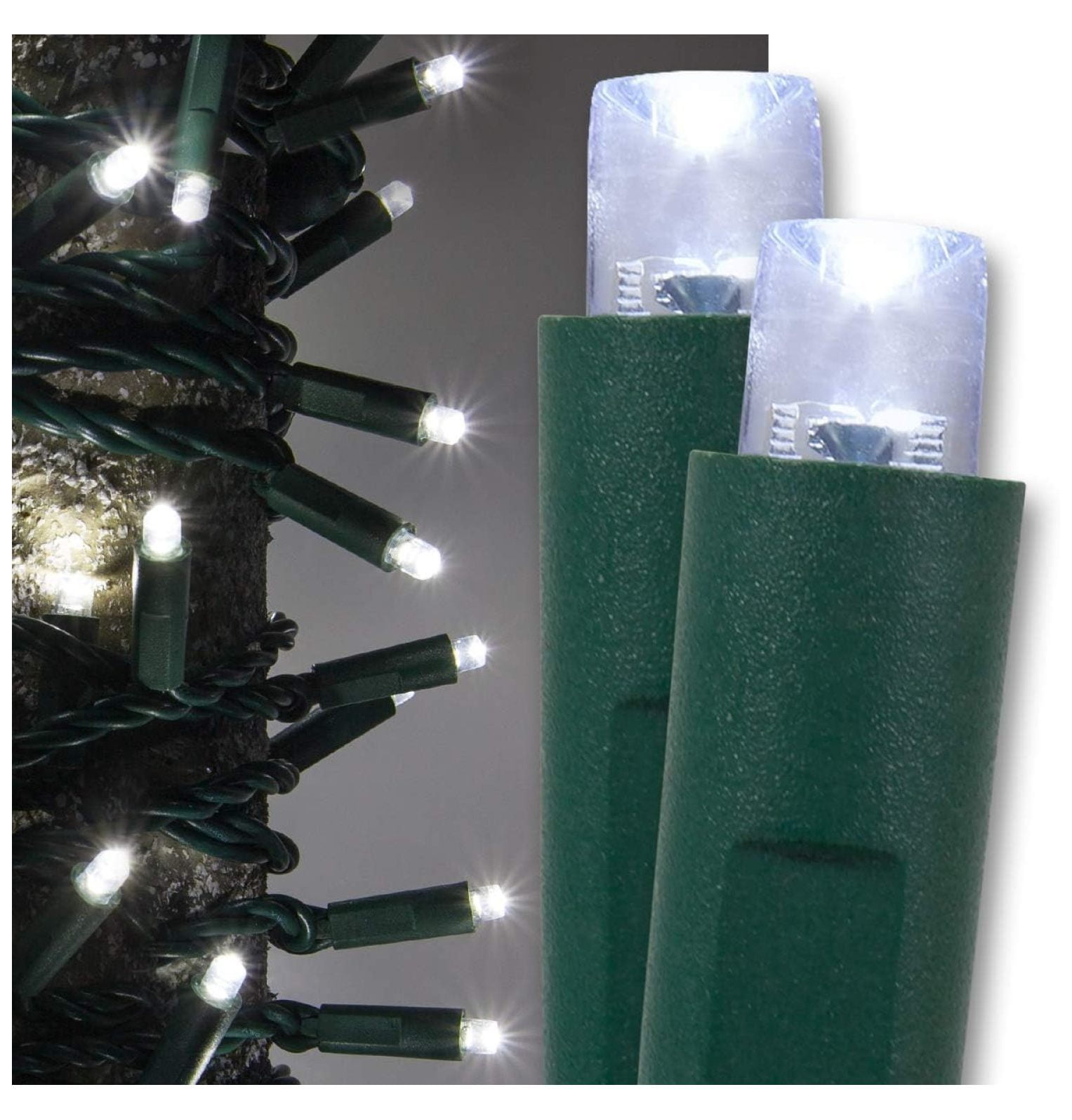 Cool White LED Christmas Mini String Light Set, 50 Lights, 17 ft Indoor ...